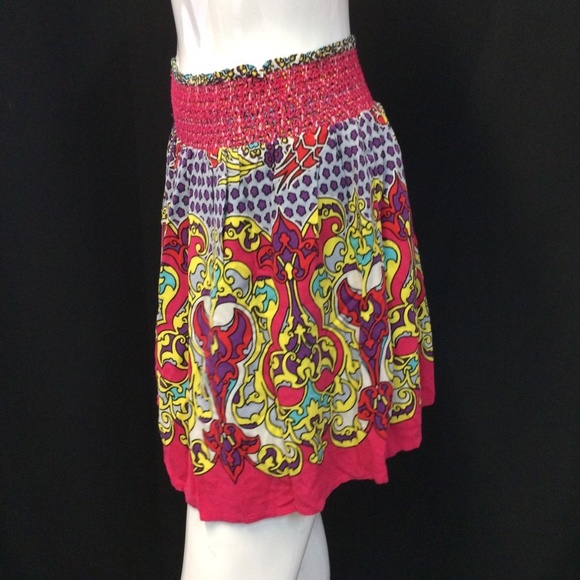Forever 21 | Skirts | Xxi Skirt Pink Red Ruched Yoke Waist Medium Mini ...